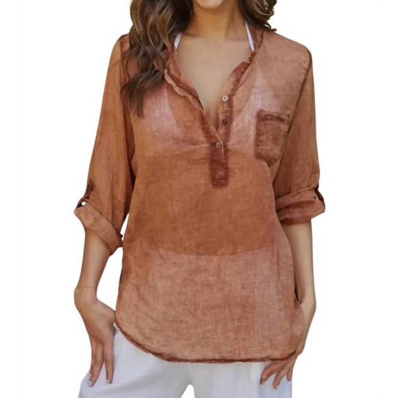 Milio Milano | Tops | New Milio Milano Sheer Linen Top In Brown | Poshmark